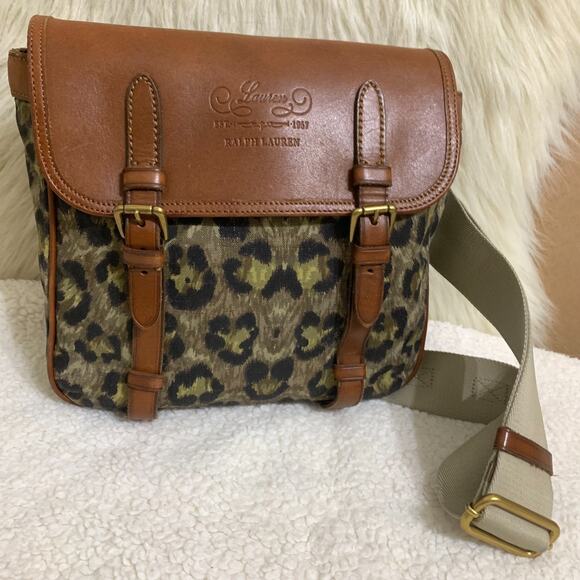 Lauren Ralph Lauren | Bags | Ralph Lauren Exotic Leopard Canvas Leather ...